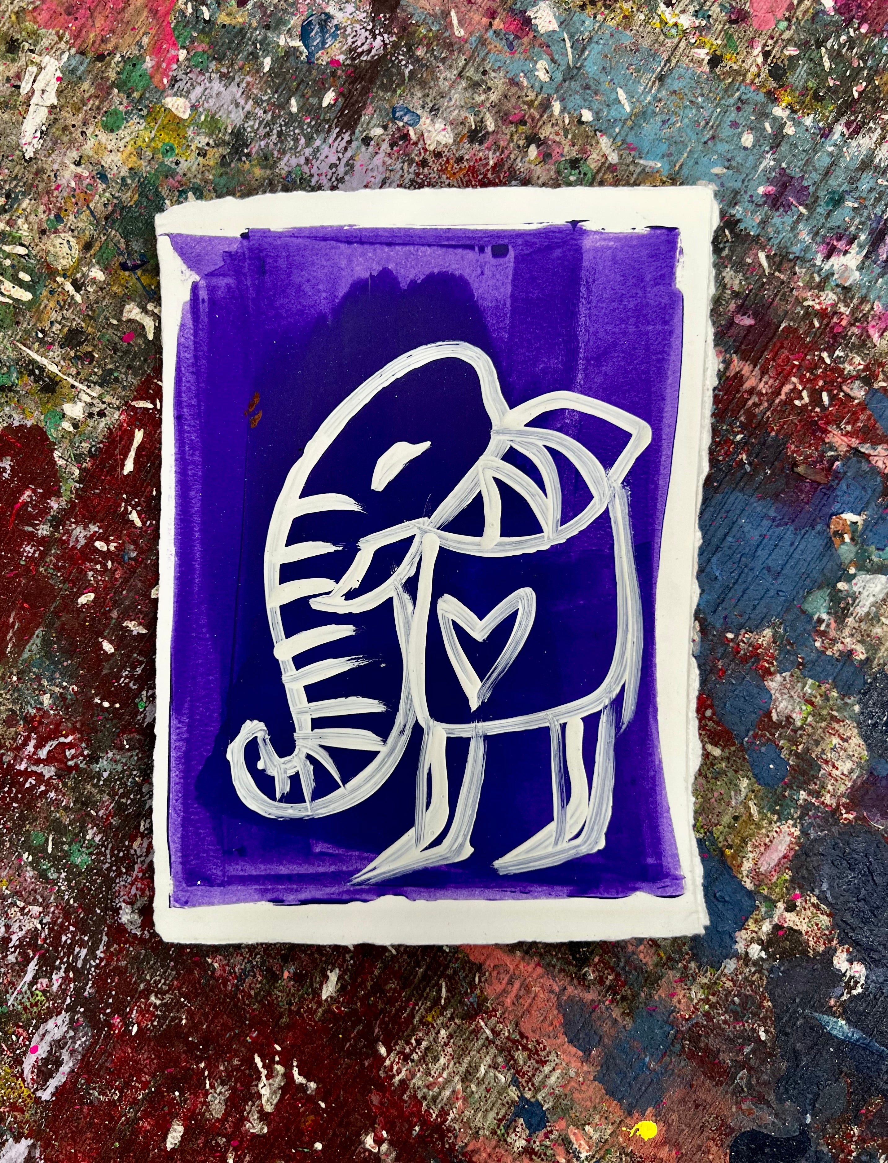 Cave Elephant Sketch / Purple / Archival Paper / BOGO Originals / Janu ...